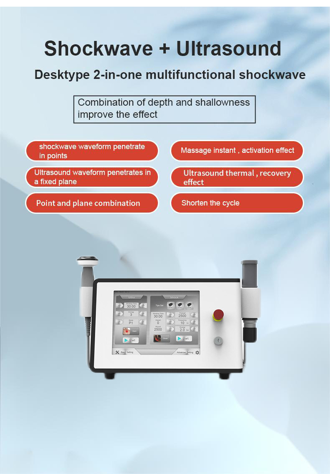 Ultrasound Shockwave Therapy Equipment 2 In 1 ED Shockwave Machine